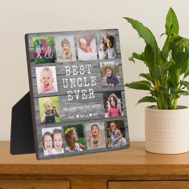 Best Uncle Ever 12 Photo Collage Gray Wood Plaque | Zazzle