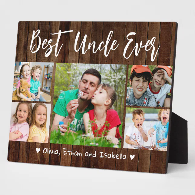 Best Uncle Ever 5 Photo Collage Rustic Pallet Wood Plaque | Zazzle