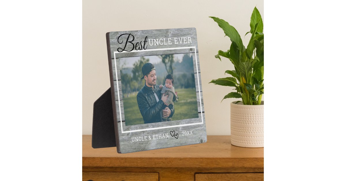 Best Uncle Ever Custom Photo Rustic Gray Wood Plaque | Zazzle