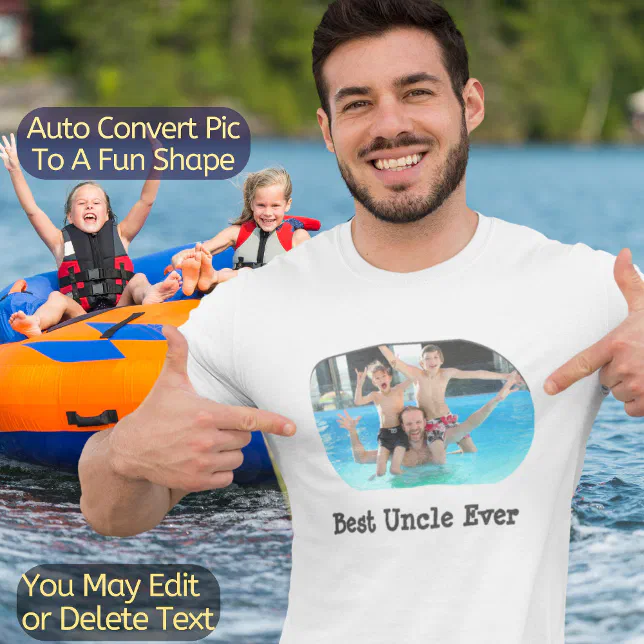 Best Uncle Ever Fun Cool Unique Custom Phot Text T-Shirt | Zazzle