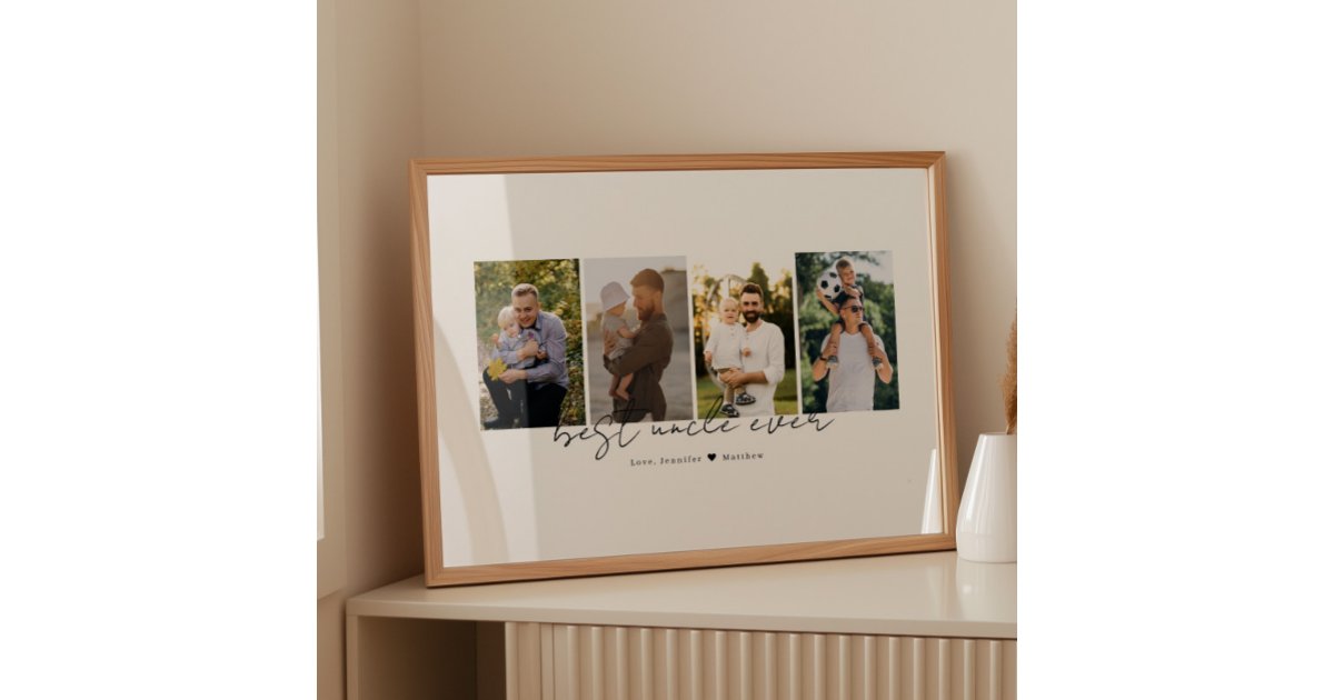 Best Uncle Ever Modern Script 4 Photos Collage Poster | Zazzle