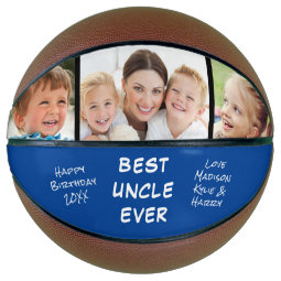 Best Uncle Ever Photo Personalized Blue Basketball | Zazzle
