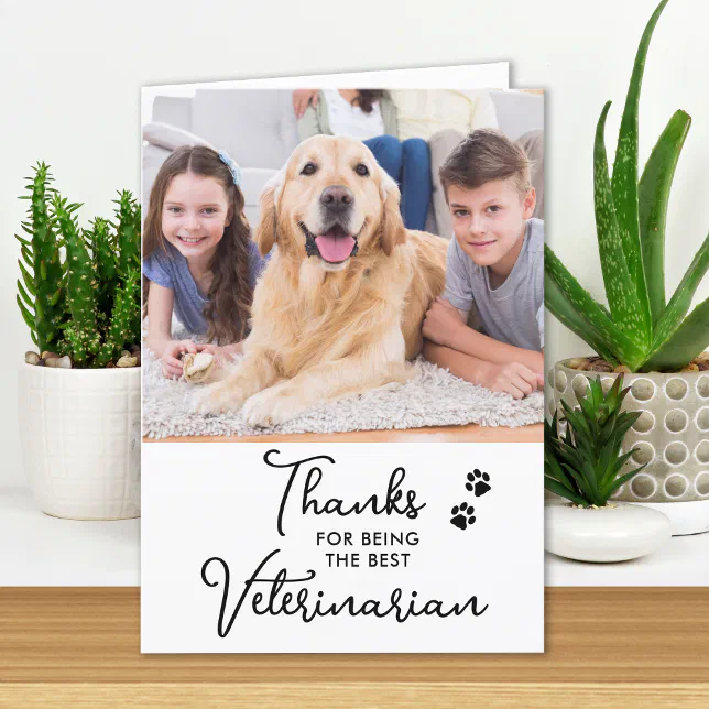 Best Veterinarian Custom Dog Pet Photo Veterinary Thank You Card | Zazzle