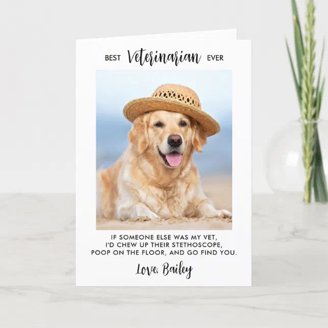 Best Veterinarian Ever Personalized Dog Pet Photo Thank You Card | Zazzle