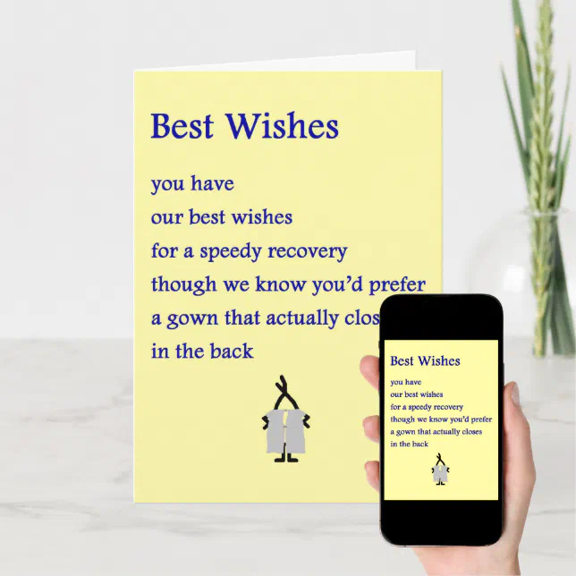 Best Wishes - a funny get well poem Card | Zazzle
