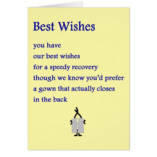 Best Wishes - a funny get well poem Card | Zazzle.com