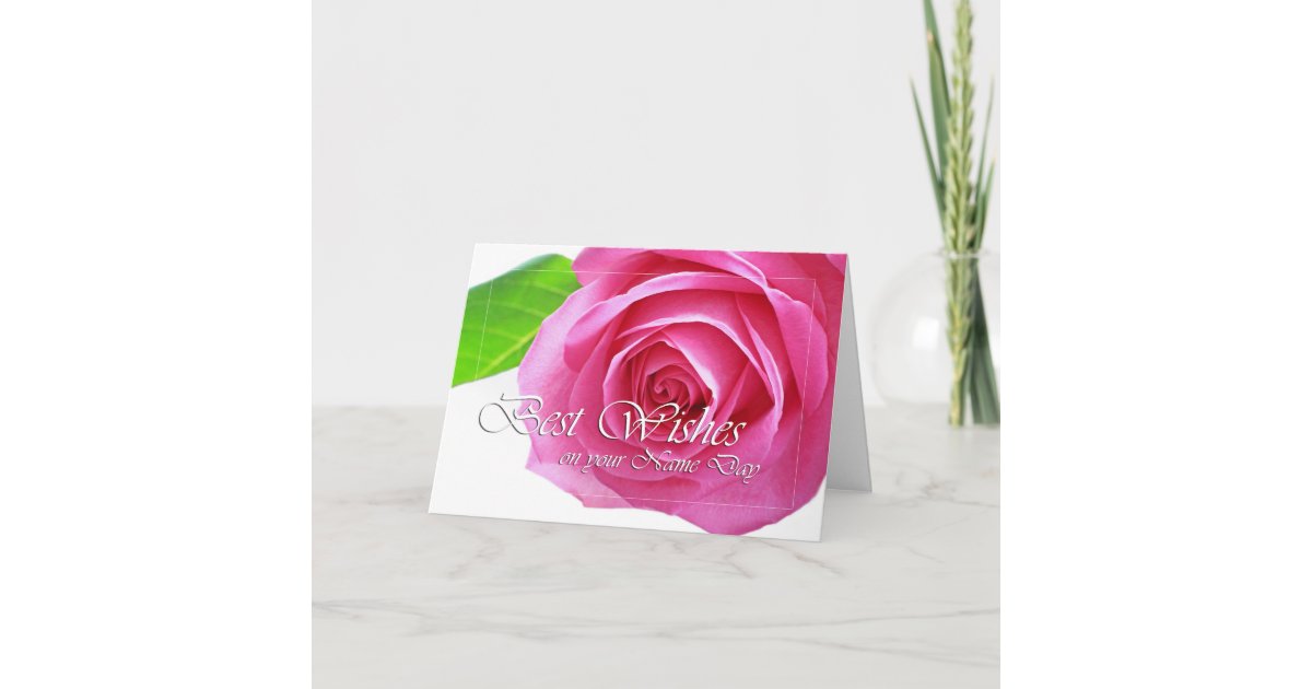 Best wishes, name day, rose card | Zazzle