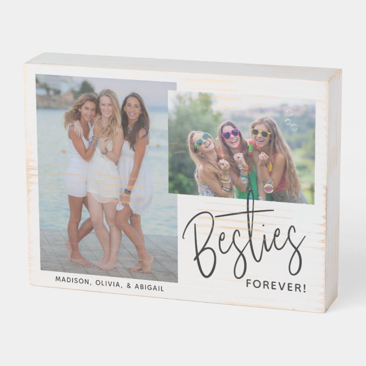 Besties 2 photos Best Friends Forever Wooden Box Sign | Zazzle