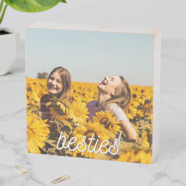 Besties Best Friend Friendship Photo Wooden Box Sign | Zazzle