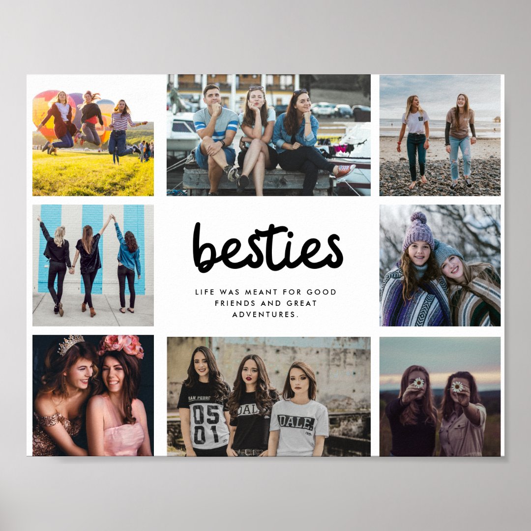 Besties Best Friend Quote Photo Collage Poster | Zazzle