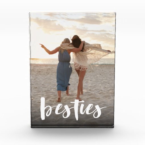 Besties | Best Friend Script Overlay Photo Block | Zazzle