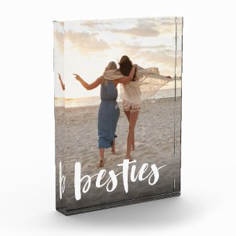 Besties | Best Friend Script Overlay Photo Block | Zazzle