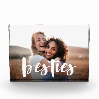 Besties | Best Friend Script Overlay Photo Block | Zazzle