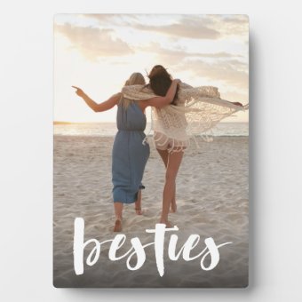 Besties | Best Friend Script Overlay Photo Plaque | Zazzle
