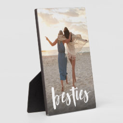 Besties | Best Friend Script Overlay Photo Plaque | Zazzle