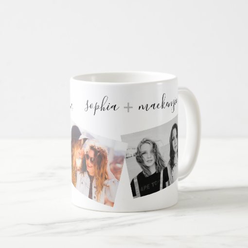 Besties Best Friends 3 Photo Modern Custom Coffee Mug | Zazzle