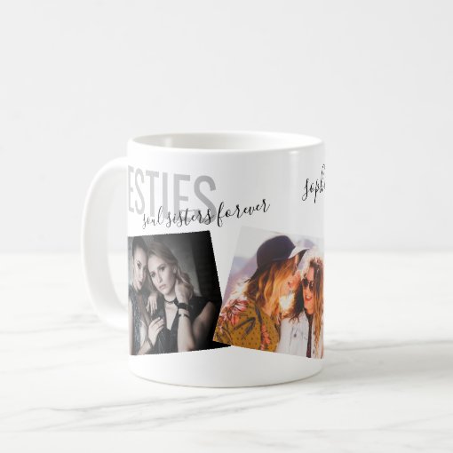 Besties Best Friends 3 Photo Modern Custom Coffee Mug | Zazzle