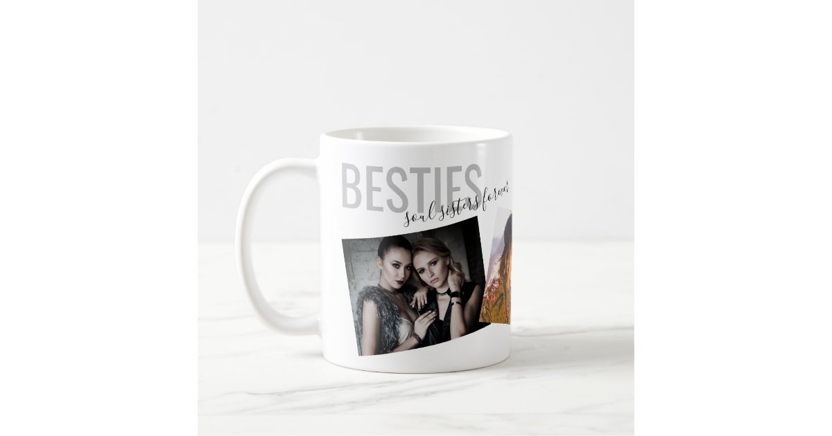 Besties Best Friends 3 Photo Modern Custom Coffee Mug | Zazzle