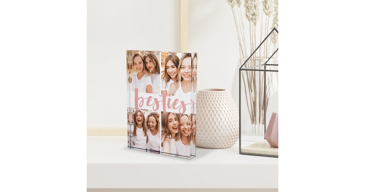 Besties | Best Friends Custom Collage Photo Block | Zazzle