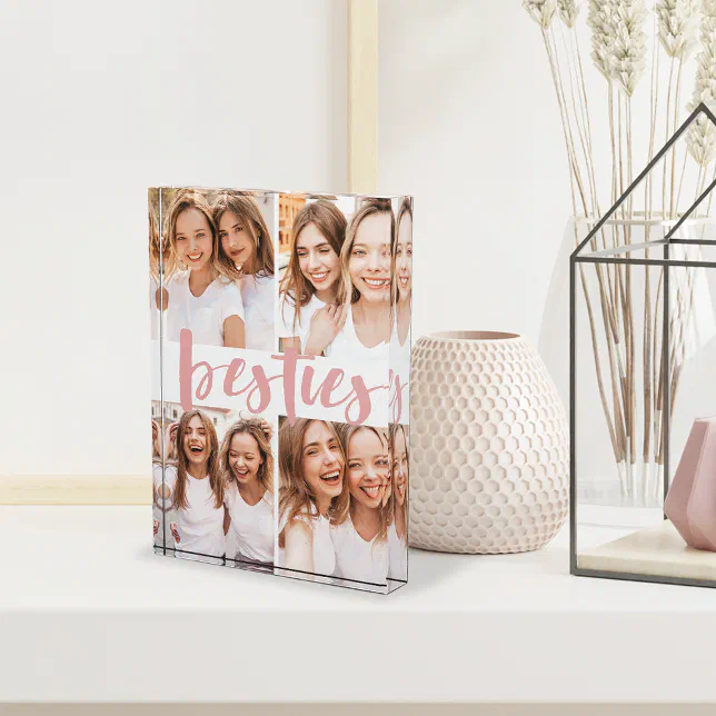 Besties | Best Friends Custom Collage Photo Block | Zazzle