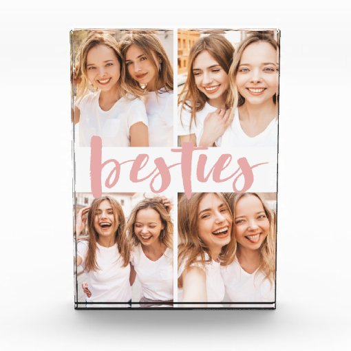 Besties | Best Friends Custom Collage Photo Block | Zazzle