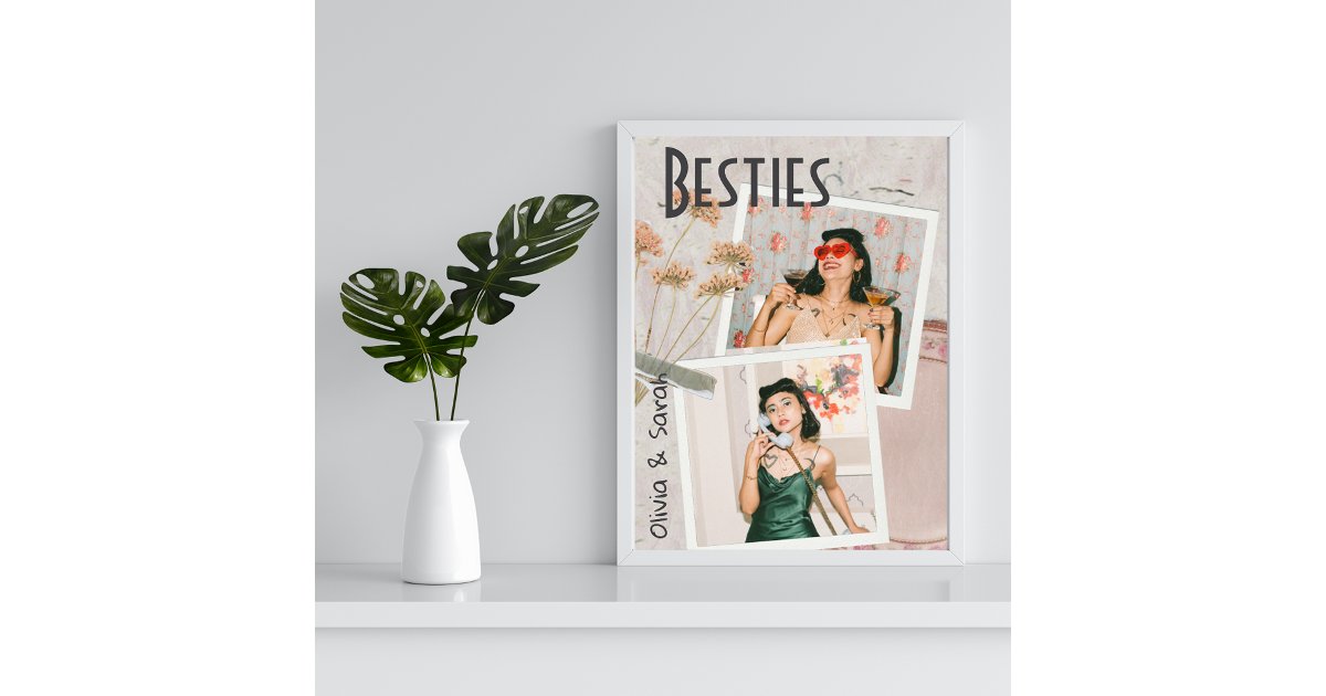Besties best friends custom names photo poster | Zazzle