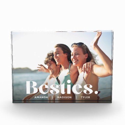 Besties | Best Friends Overlay & Names Photo Block | Zazzle