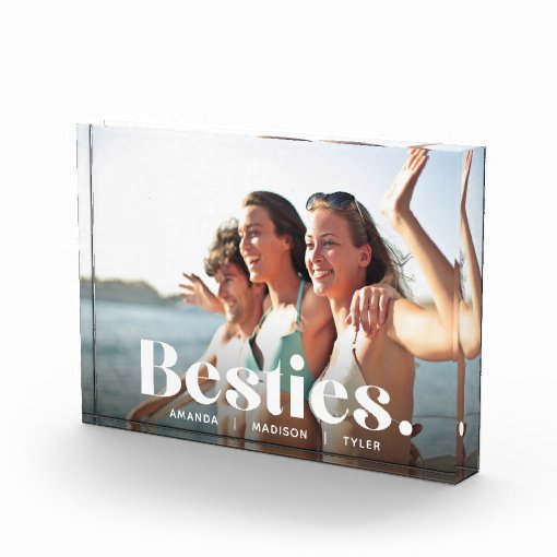 Besties | Best Friends Overlay & Names Photo Block | Zazzle