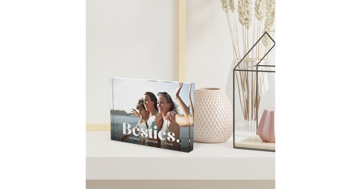 Besties | Best Friends Overlay & Names Photo Block | Zazzle