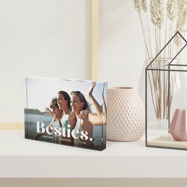 Besties | Best Friends Overlay & Names Photo Block | Zazzle