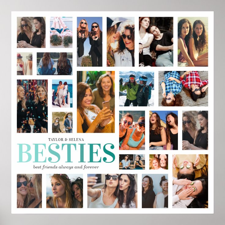 Besties | Best Friends Photo Collage Poster | Zazzle