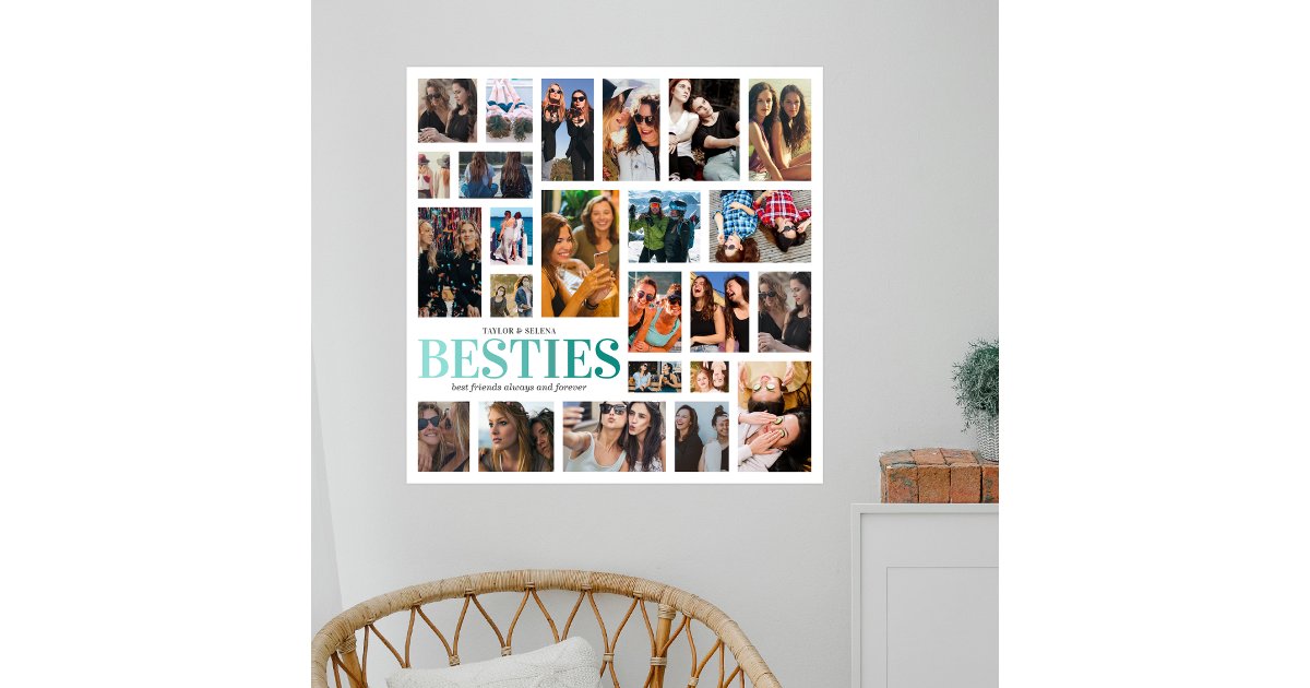 Besties | Best Friends Photo Collage Poster | Zazzle