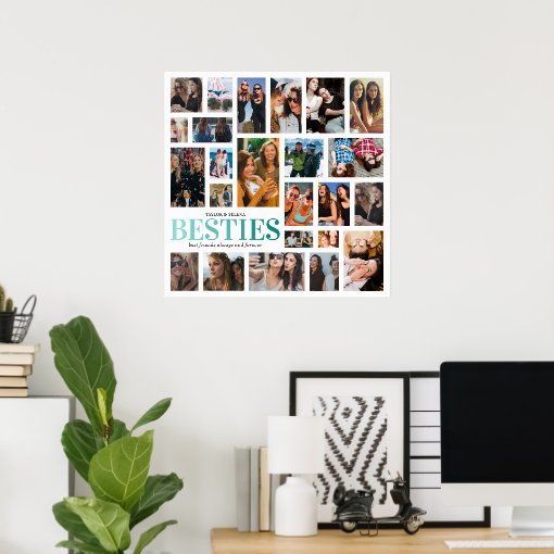 Besties | Best Friends Photo Collage Poster | Zazzle