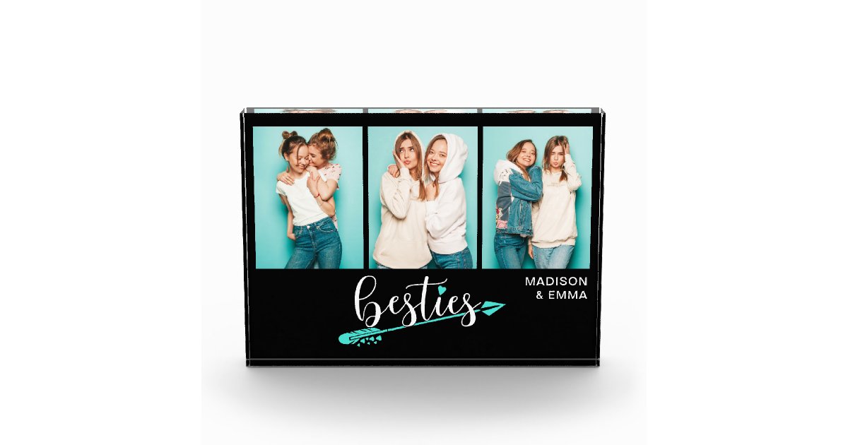 Besties Best Friends Three Photo Personalized Name Acrylic Award | Zazzle