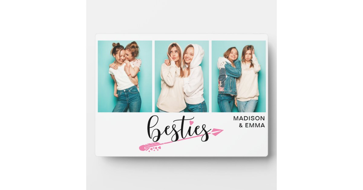 Besties Best Friends Three Photo Personalized Name Plaque | Zazzle