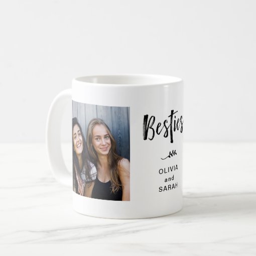 Besties | Best Friends Two Photos and Modern Text Coffee Mug | Zazzle