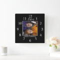 Besties BFF Photo Best Friend Name Black Square Wall Clock | Zazzle