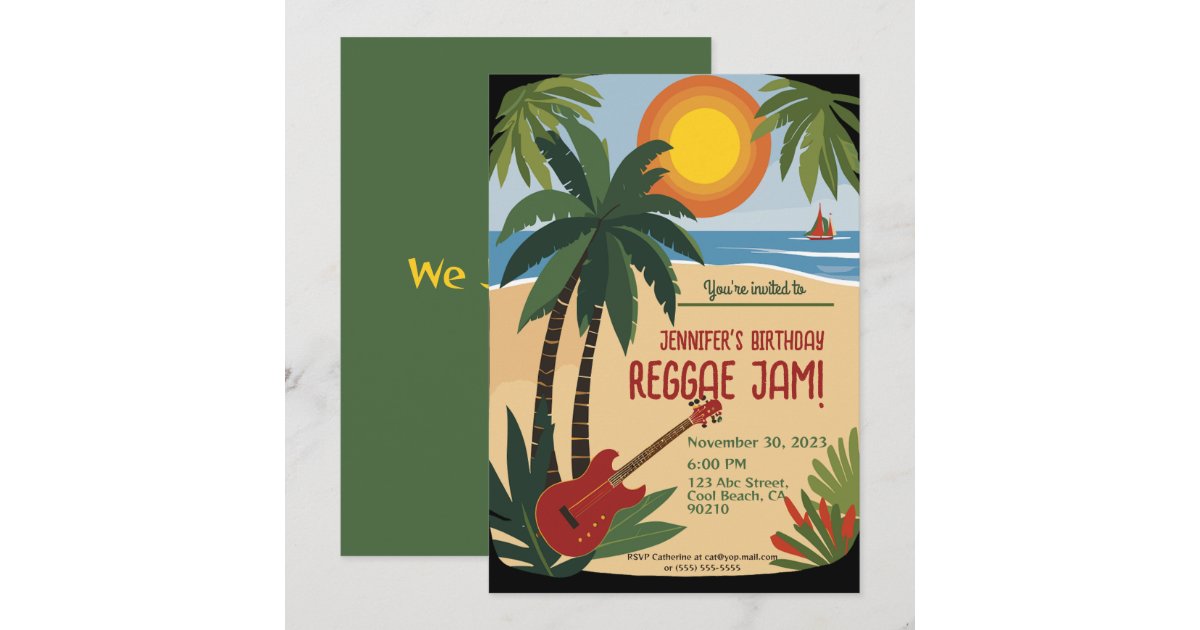 Bestie's Birthday Reggae Jam Personalized Invitation | Zazzle