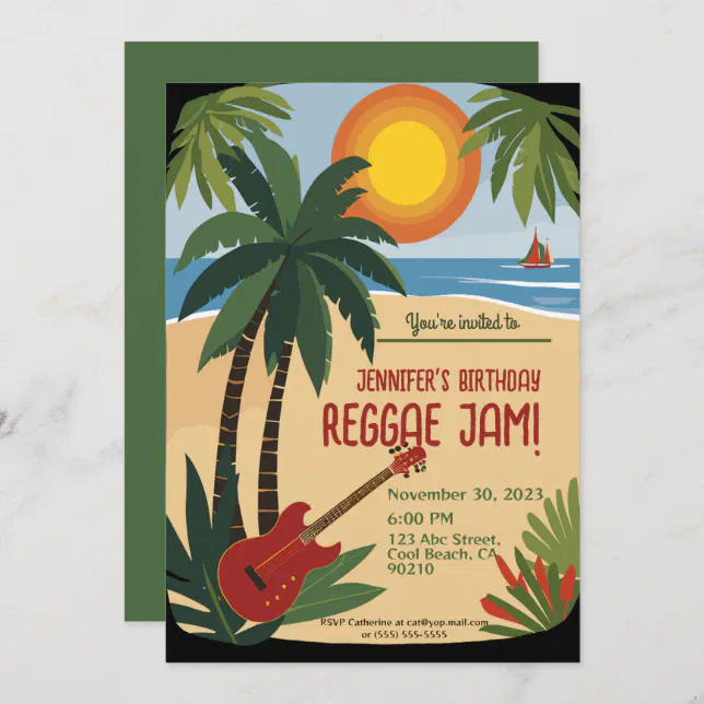 Bestie's Birthday Reggae Jam Personalized Invitation | Zazzle