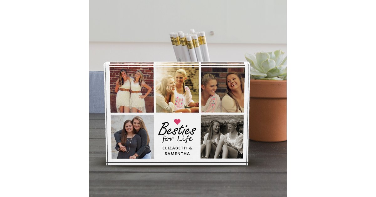 Besties For Life Script Best Friends Photo Collage | Zazzle