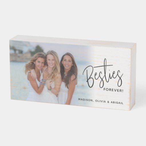 Besties Forever Best Friends Photo Wooden Box Sign | Zazzle