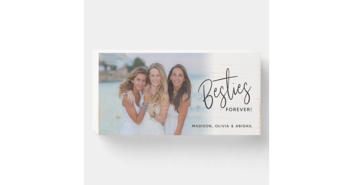 Besties Forever Best Friends Photo Wooden Box Sign | Zazzle