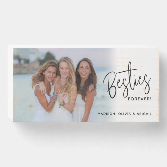 Besties Forever Best Friends Photo Wooden Box Sign | Zazzle