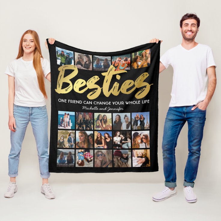 Besties Photo Collage | Best Friends Fleece Blanket | Zazzle