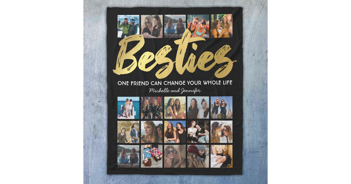 Besties Photo Collage | Best Friends Fleece Blanket | Zazzle