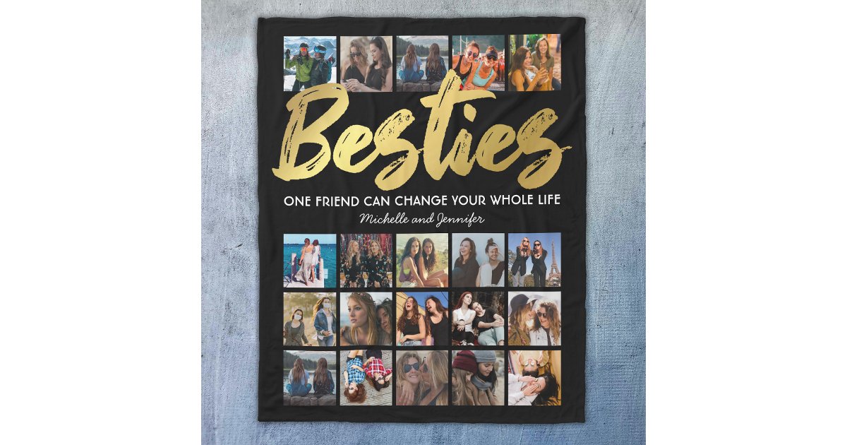 Besties Photo Collage | Best Friends Fleece Blanket | Zazzle