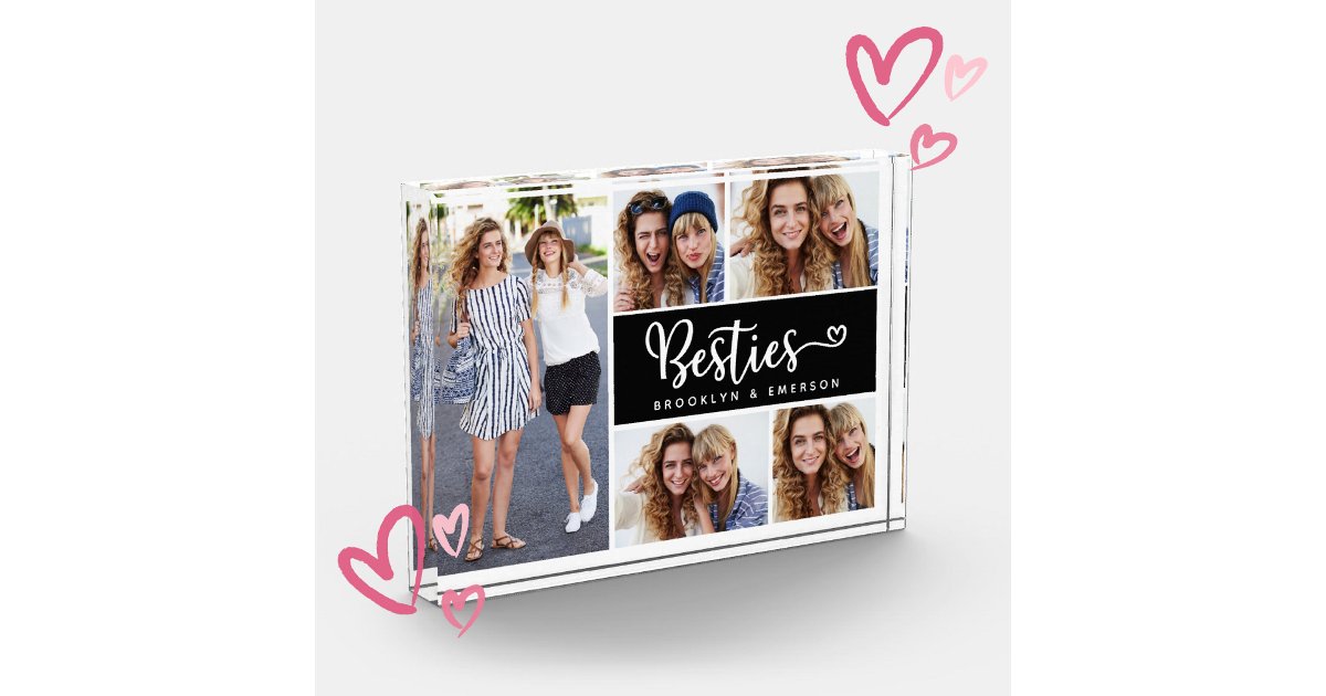 Besties Photo Collage Best Friends Photo Block | Zazzle