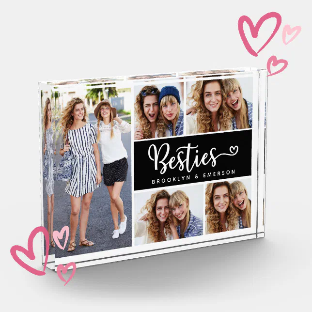 Besties Photo Collage Best Friends Photo Block | Zazzle