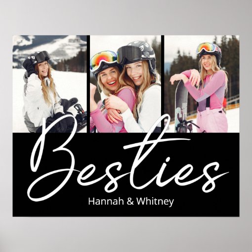 Besties Script Custom Photo Collage Poster | Zazzle