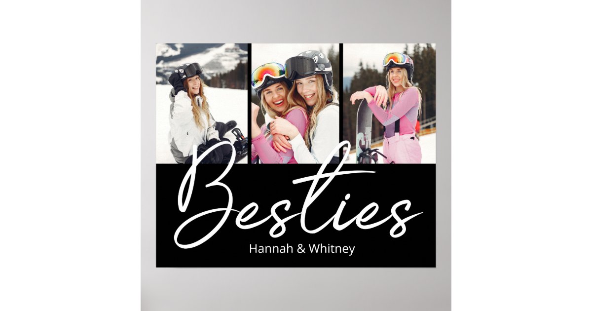 Besties Script Custom Photo Collage Poster | Zazzle